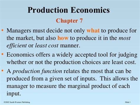 Chapter 7 Production Economics