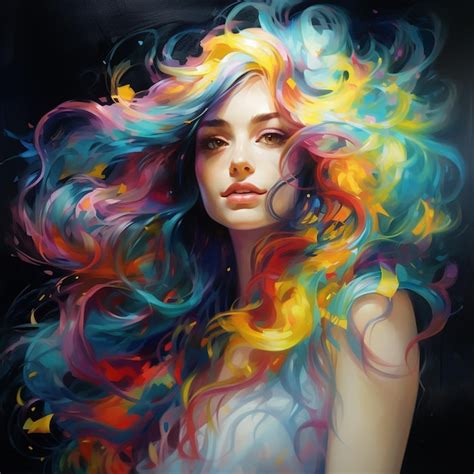 Premium Photo Girl With Bright Flowing Hair