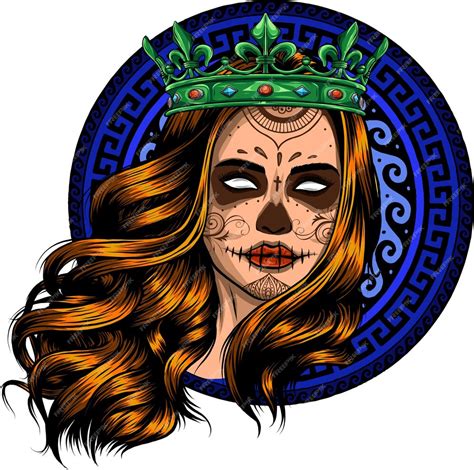 Premium Vector Illustration Of Skull Girl With A Crown