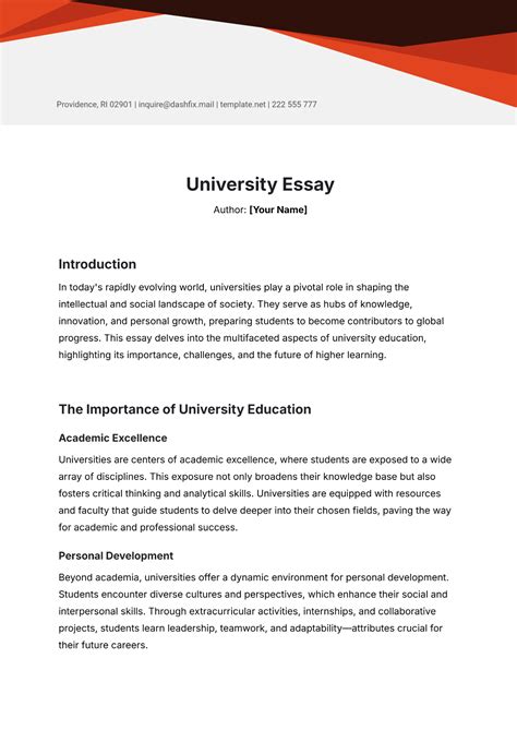 Free University Essay Template To Edit Online