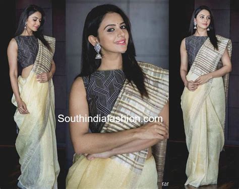 Celebrities In Linen Sarees 2018 South India Fashion