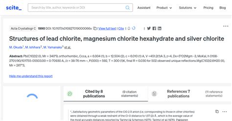 Structures Of Lead Chlorite Magnesium Chlorite Hexahydrate And Silver