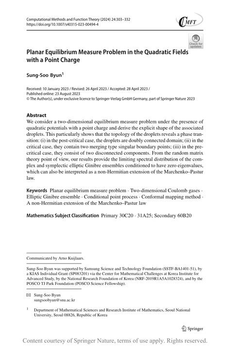 Planar Equilibrium Measure Problem In The Quadratic Fields With A Point