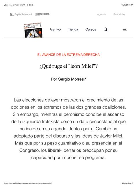 ¿qué Ruge El “león Milei” El Dipló El Avance De La Extrema Derecha