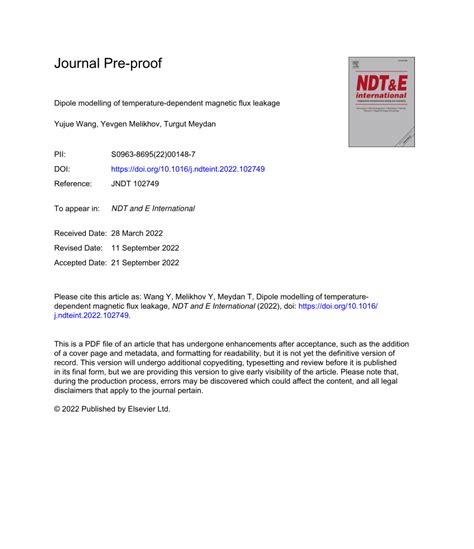 Pdf Dipole Modelling Of Temperature Dependent Magnetic Flux Leakage