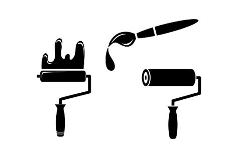 흰색에 분리 된 드롭 스텐실으로 롤앤 브러쉬 건설 및 수리를위한 아이콘 벡터 스톡 일러스트레이션입니다 Eps 10 0명에 대한 스톡 벡터 아트 및 기타 이미지 Istock