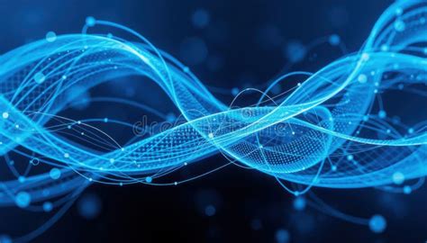 Futuristic Blue Wave Patterns With Glowing Dots Create Mesmerizing Visual Effect Representing