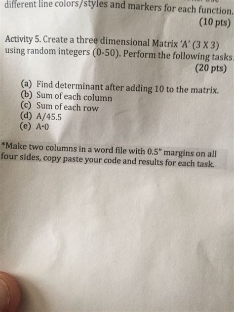 Solved Activity 5 Create A Three Dimensional Matrix A 3