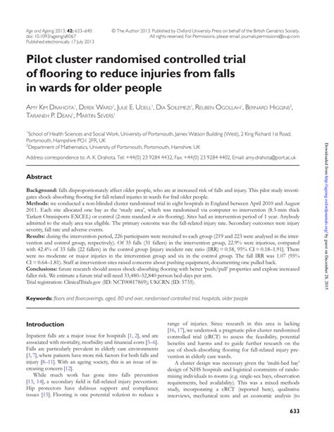 Pdf Pilot Cluster Randomised Controlled Trial Of Flooring To Reduce