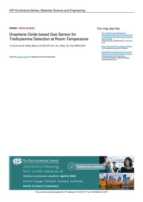 Pdf Graphene Oxide Based Gas Sensor For Triethylamine Detection At Room Temperature