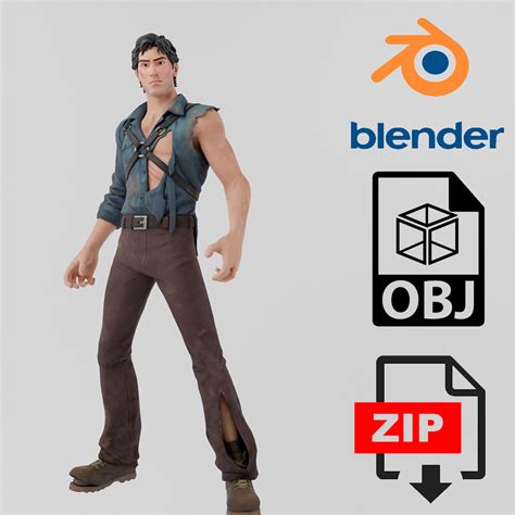 Obj File Ash Williams Evil Dead Lowpoly Rigged 😵・3d Printing Template