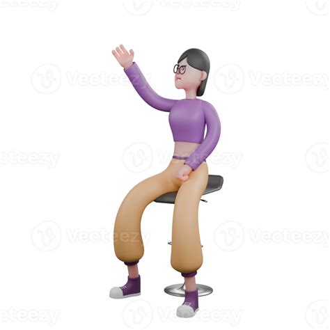 Vibrant Dancer Cartoon 3d Model A Female Dancer Is Sitting On A Bar