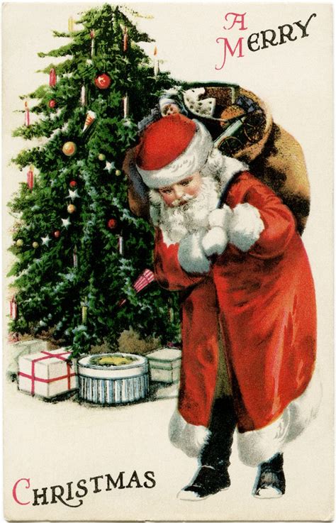 Vintage Santa Carrying Bag Of Toys The Old Design Shop