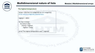 Python PCEP Multidemensional Arrays PPTX