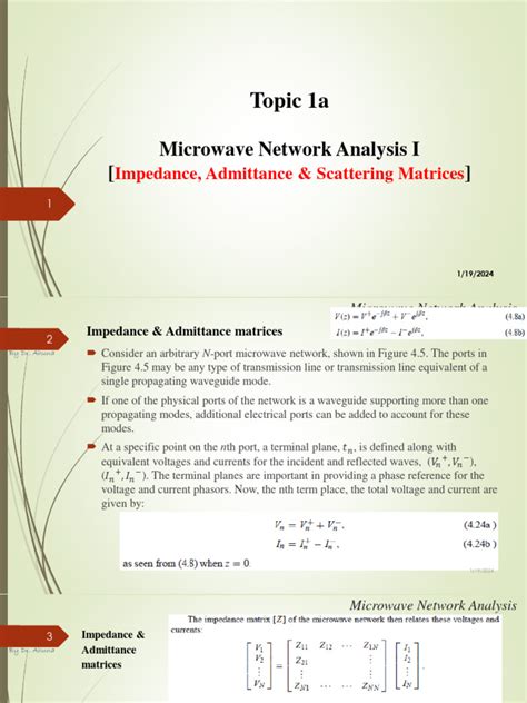 1a Microwave Network Analysis I Pptx Pdf Network Analysis