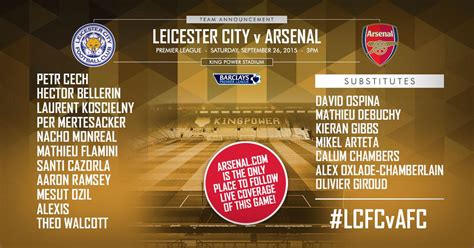 Premier League Team News Leicester Vs Arsenal Itv News