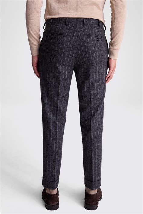 Charcoal Flannel Stripe Trousers Buy Online At Moss