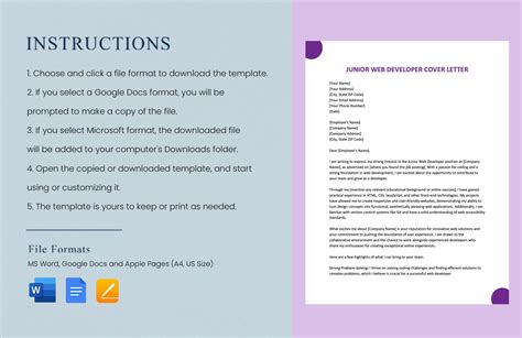 Junior Web Developer Cover Letter In Word Google Docs Download Template Net