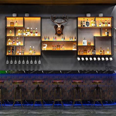 Wall Mounted Wine Rack Metal Modern Wine Bottle Glass Rack For Bar 1