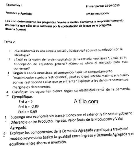 1º Parcial A Economía I 2019 Unlu