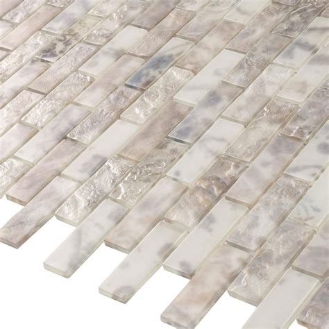 Champagne Dreams Brick Glass Mosaic Tile Beige And Gold Backsplash
