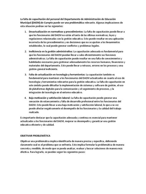 La Falta De Capacitación Del Personal Del Departamento De