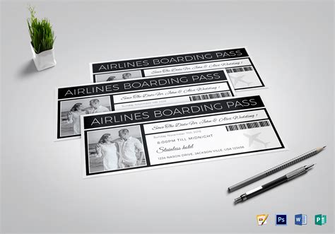 Save The Date Boarding Pass Ticket Design Template In Psd Word