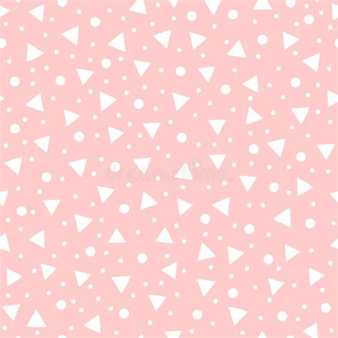 Cute Geometric Seamless Pattern Drawn By Hand White Geometric Shapes On Pink Background Stock