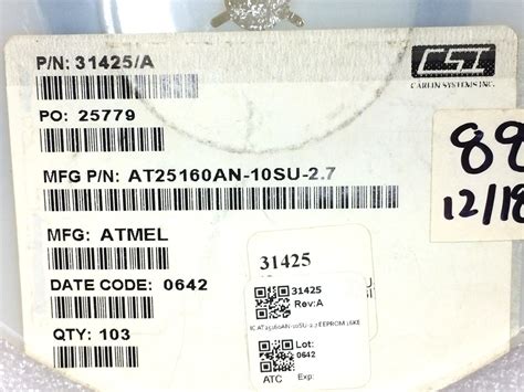 Lot 2 At25160an 10su 2 7 Serial Eeprom 2k 16kb Sop 8 Pin Atmel G13305 For Sale Online Ebay