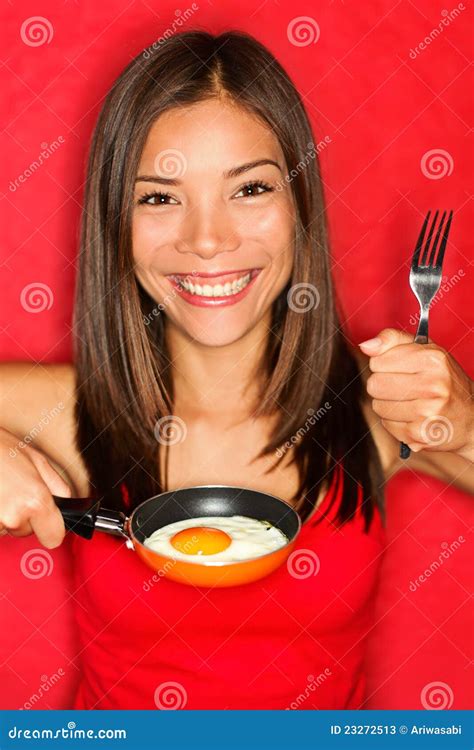 Woman Making Eggs For Breakfast Stock Image Image Of Chef Girls