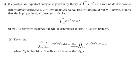 Solved Points An Important Integral In Probability Chegg Com