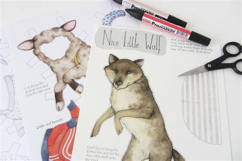 Wolf Paper Doll Instant Download Pdf Fairy Tale Paper Doll Etsy