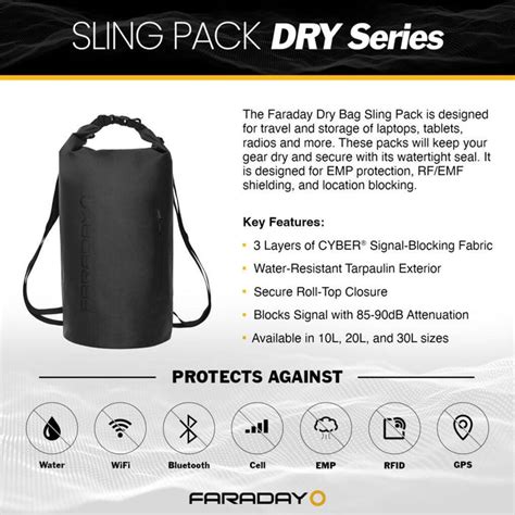 Faraday Dry Bag Sling Pack Stealth Black — Hoplite Armor Body Armor