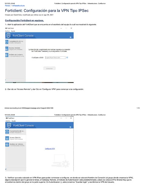Forticlient Configuración Para La Vpn Tipo Ipsec Pdf