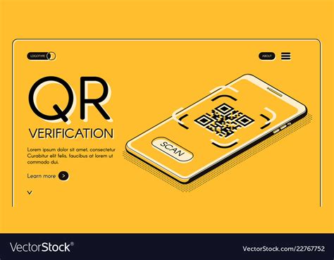 Qr Code Verification App Website Template Vector Image