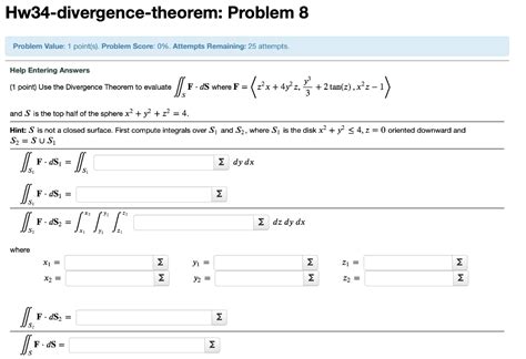 solved hw34 divergence theorem problem 8 problem value 1