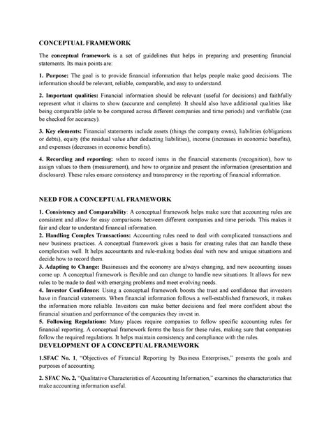 Conceptual Framework Summary Conceptual Framework The Conceptual Framework Is A Set Of
