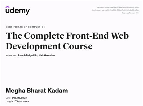 Webdevelopment Udemycertification Frontenddevelopment Frontenddeveloper Megha Kadam