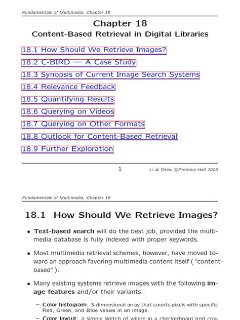 Pdf Chapter 18 Content Based Retrieval In Digital Libraries