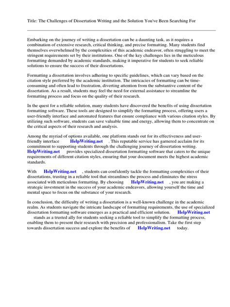 Dissertation Formatting Software Pdf