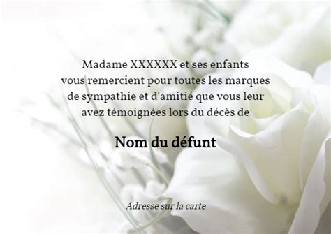 Exemples textes de remerciement décès Gratuit