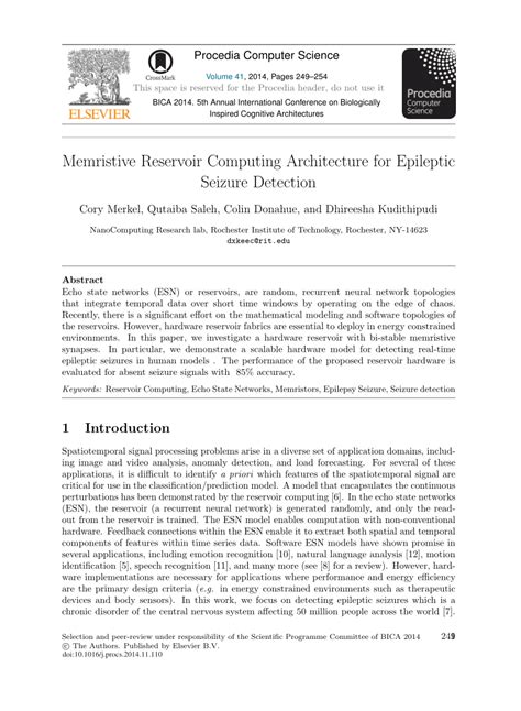 Pdf Memristive Reservoir Computing Architecture For Epileptic Seizure