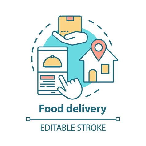 Food Delivery Concept Icon Customer Service Lunch Ordering Idea Thin Line Illustration