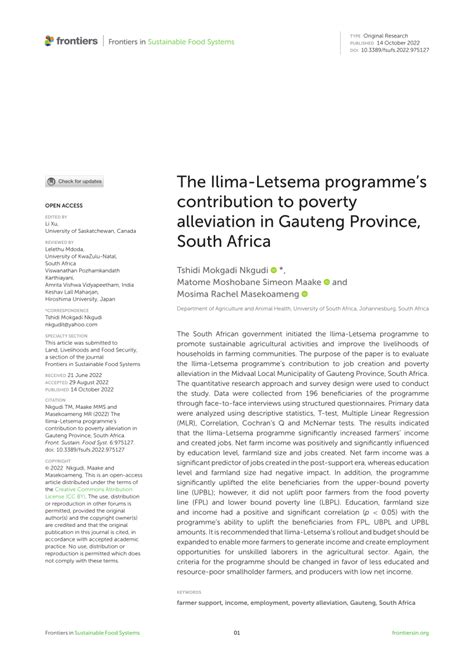 Pdf The Ilima Letsema Programme S Contribution To Poverty Alleviation