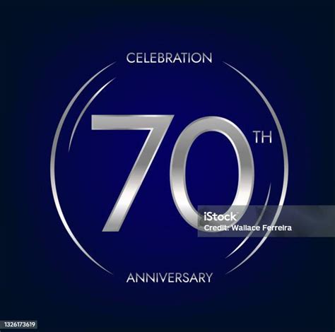 70주년 실버 컬러7년 생일 축하 배너 우아한 숫자 디자인의 원형 로고 70에 대한 스톡 벡터 아트 및 기타 이미지 70