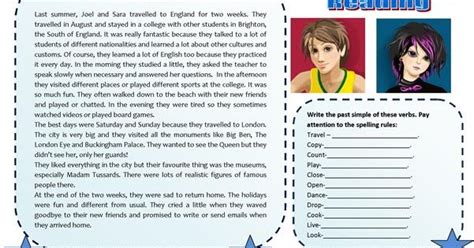 ENGLISH CORNER OLIVÁN: REGULAR VERBS - READING COMPREHENSION (5TH GRADE)