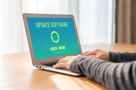 Software Update On Computer For Modish Version Of Device Software Stock