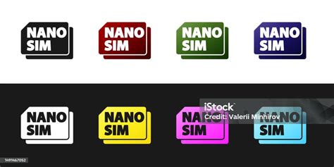 Nano Sim 카드 아이콘을 흑백 배경에 분리하여 설정합니다 모바일 및 무선 통신 기술 네트워크 칩 전자 연결 벡터 5g에