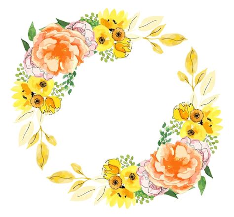 우아한 수채화 노란색 꽃 그림 프리미엄 벡터