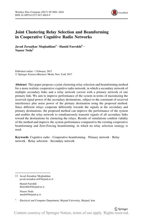 Joint Clustering Relay Selection And Beamforming In Cooperative
